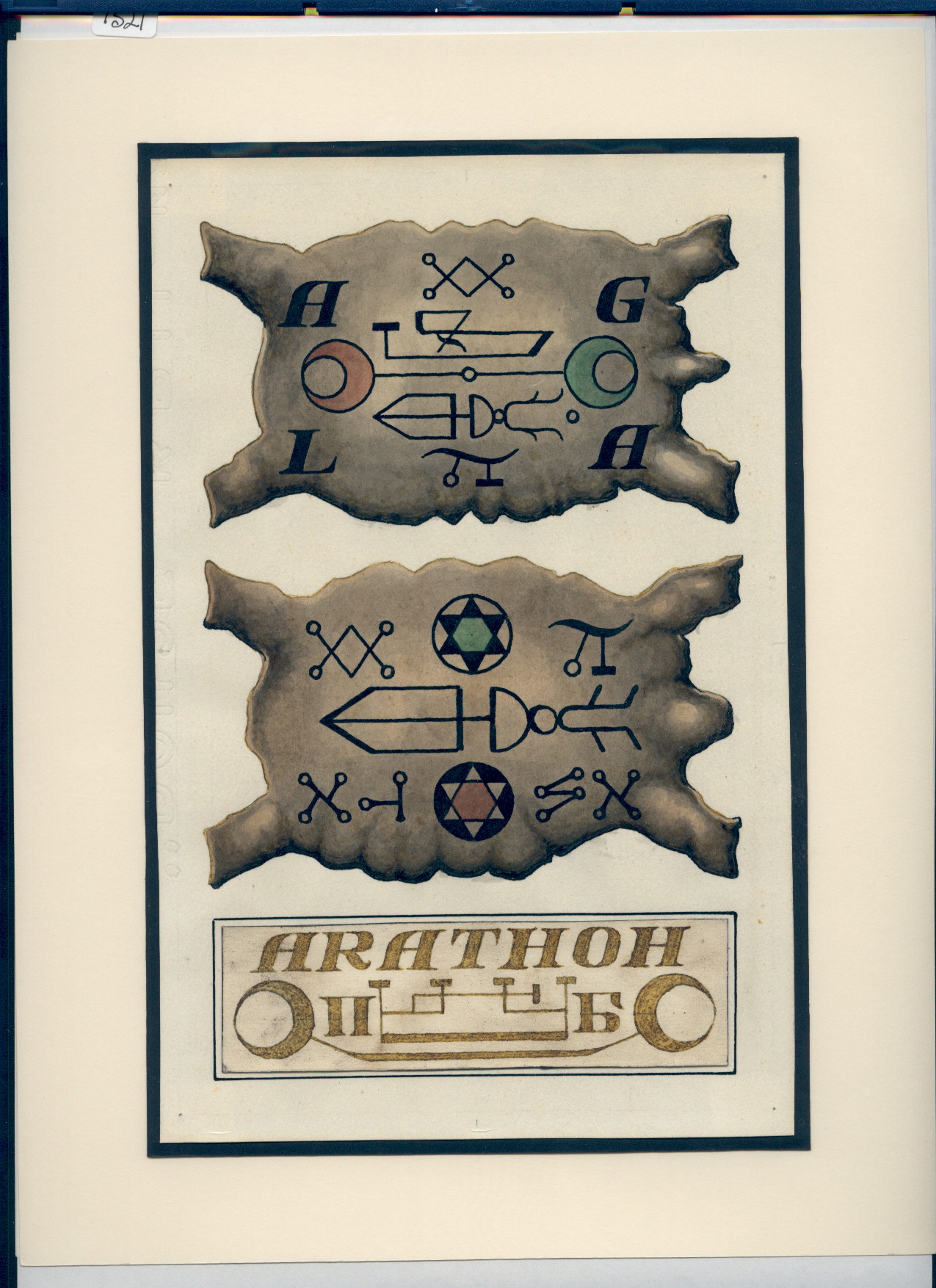 R/10/1321 - print of parchments (?) with AGLA, sigils, celestial ...