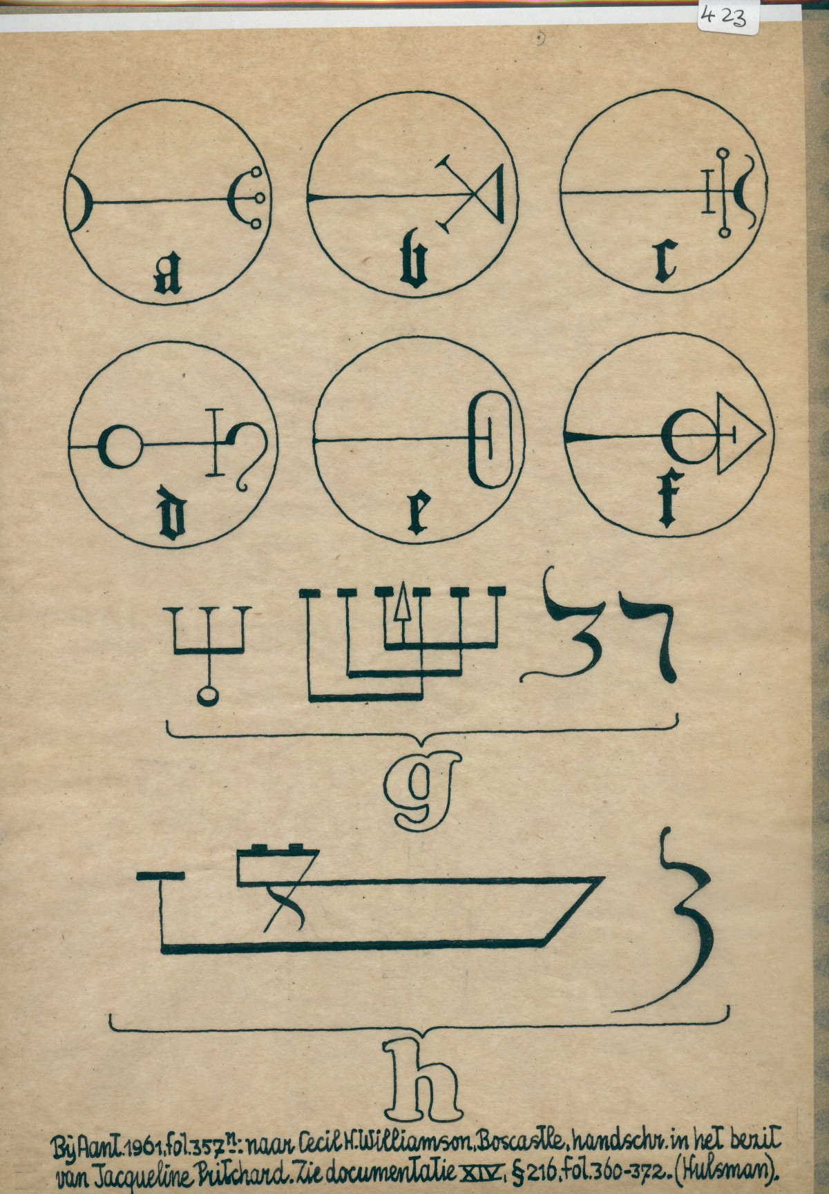 R/3/423 - Drawing of different sigils - Museum of Witchcraft and Magic