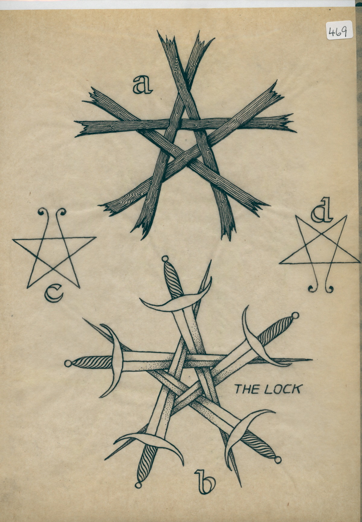 R/3/469 - Drawing of 4 pentagrams, one of them swords - Museum of ...