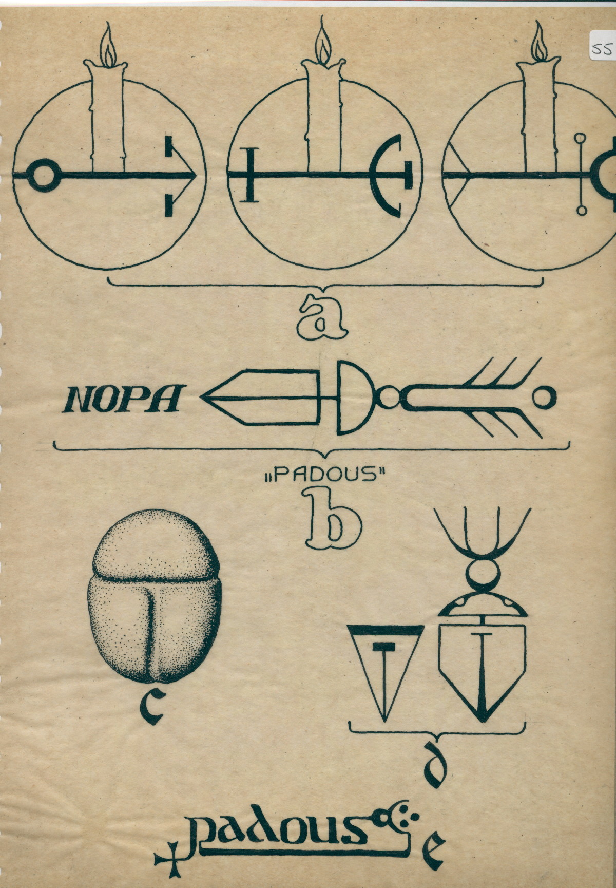 R/3/557 - Drawing of thee candles and symbols - Museum of Witchcraft ...