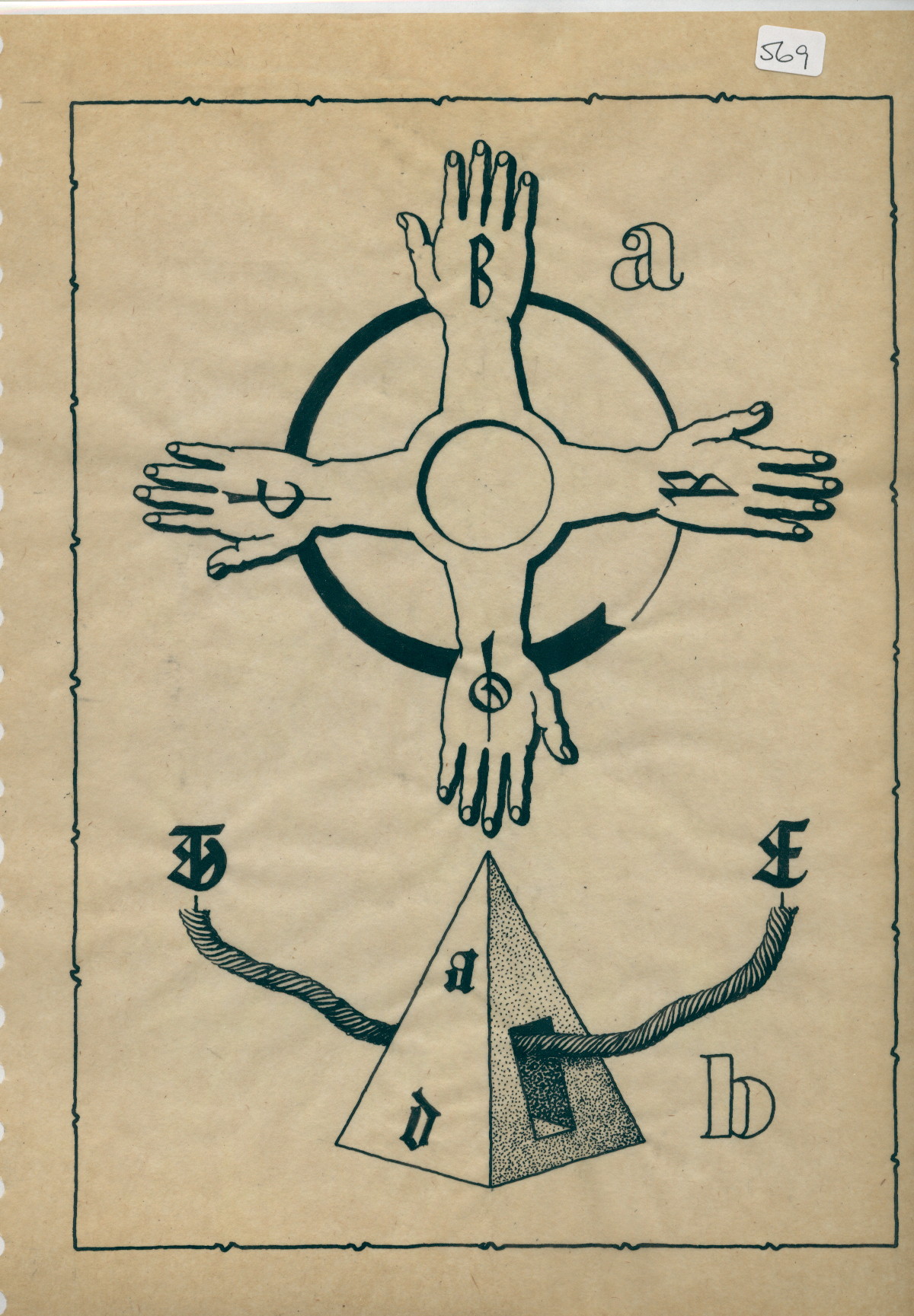 R/3/569 - Drawing of four hands and a pyramid - Museum of Witchcraft ...