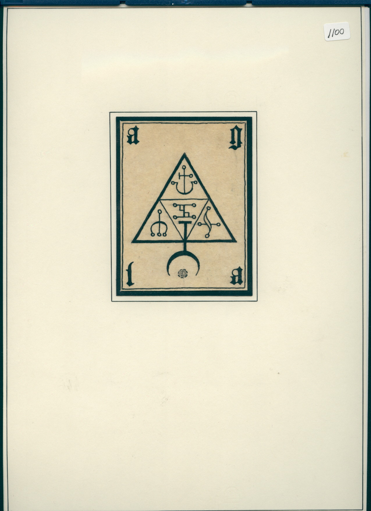 R/8/1100 - print of a triangle with sigils - Museum of Witchcraft and Magic