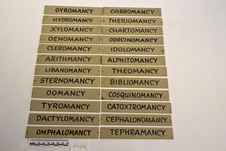 3022 - Types of divination labels: Old Museum labels - Museum of ...