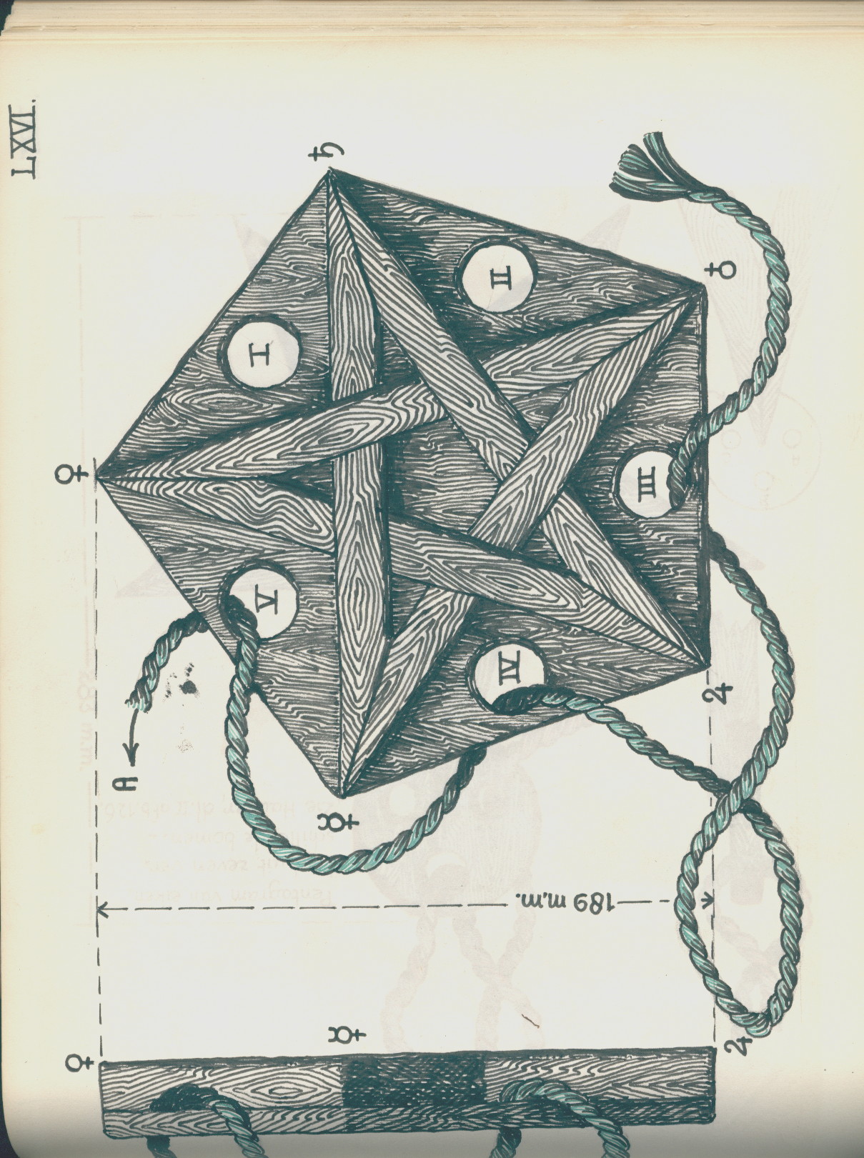 R/s.G/LXVI - Drawing of a pentagonal object with pentagram; front and ...
