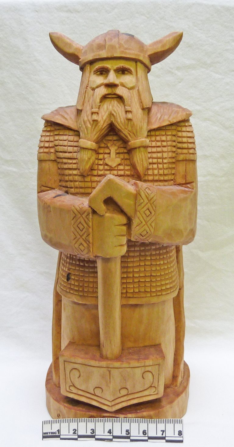 4170 - Wooden Sculpture of Thor - Museum of Witchcraft and Magic