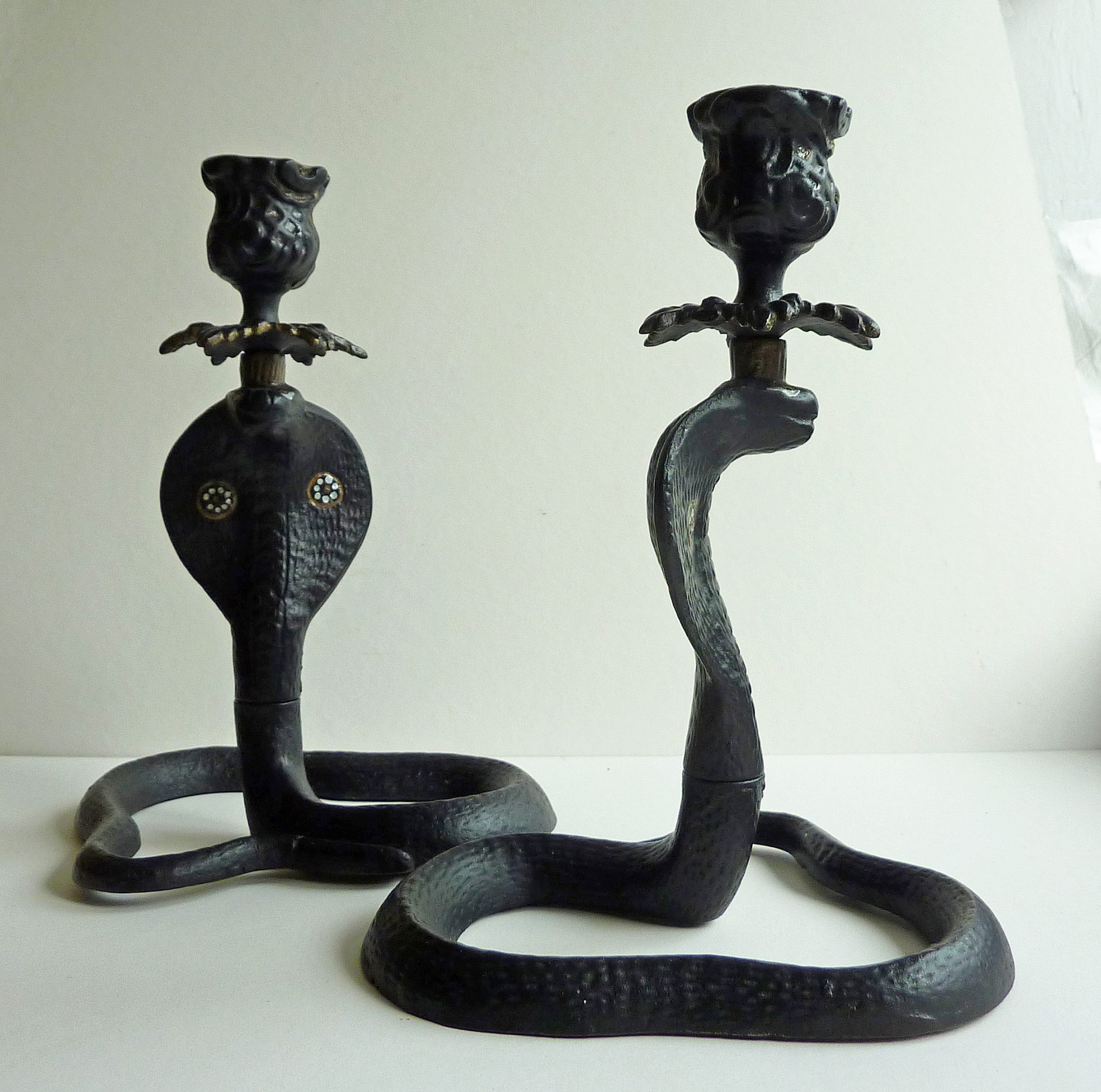4257 - Snake Candlesticks - Museum of Witchcraft and Magic